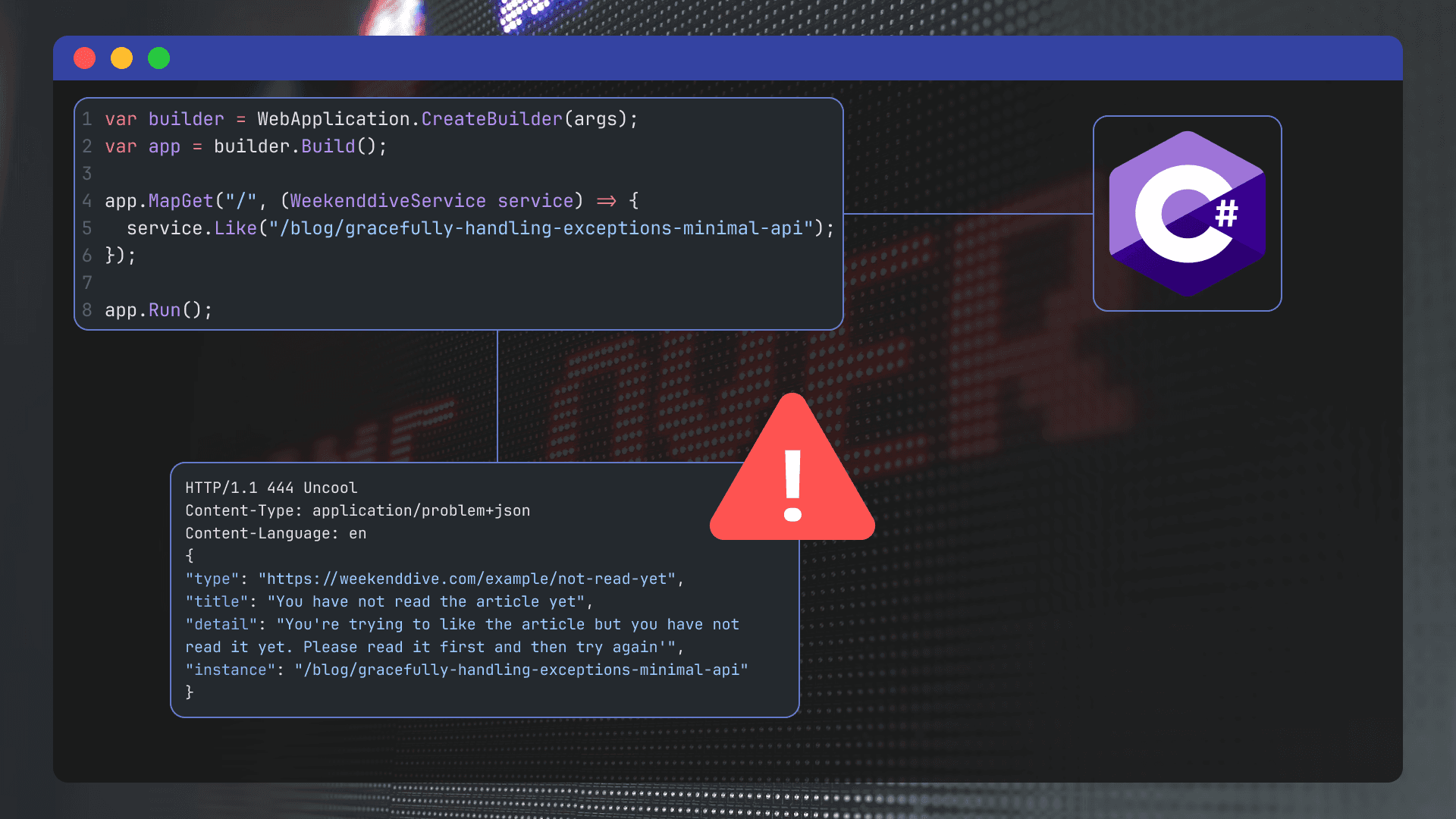 Gracefully handling exceptions in ASP.NET Core Minimal APIs | Weekenddive